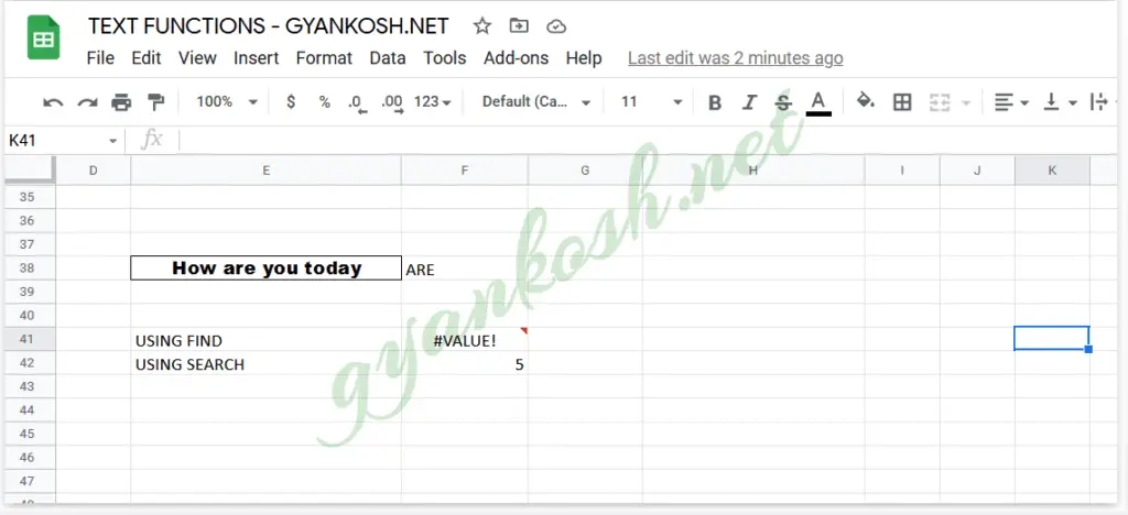 HOW TO USE SEARCH FUNCTION IN GOOGLE SHEETS ? - GyanKosh | Learning ... HOW TO USE SEARCH FUNCTION IN GOOGLE SHEETS ? - GyanKosh | Learning ...
